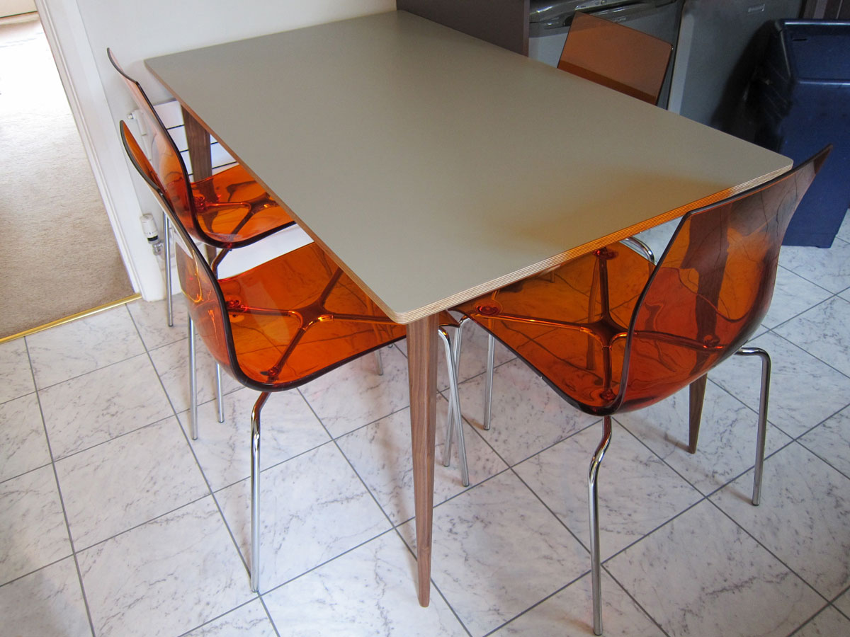 bespoke table in walnut and laminated ply | DHD Ltd Interior Design ...